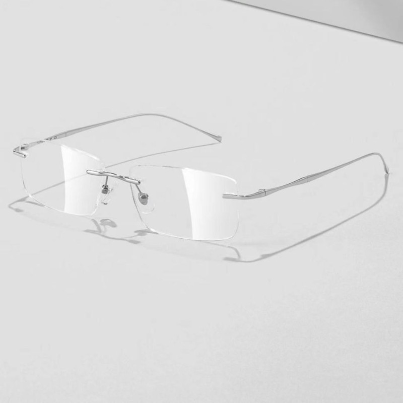 0632Ultra-light Frameless Half Titanium Myopia Glasses Blue Light ...
