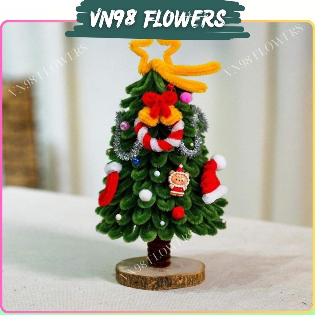 Set Làm Cây Thông Noel 20cm-25cm Bằng Kẽm Nhung Đầy Đủ Phụ Kiện, Set ...