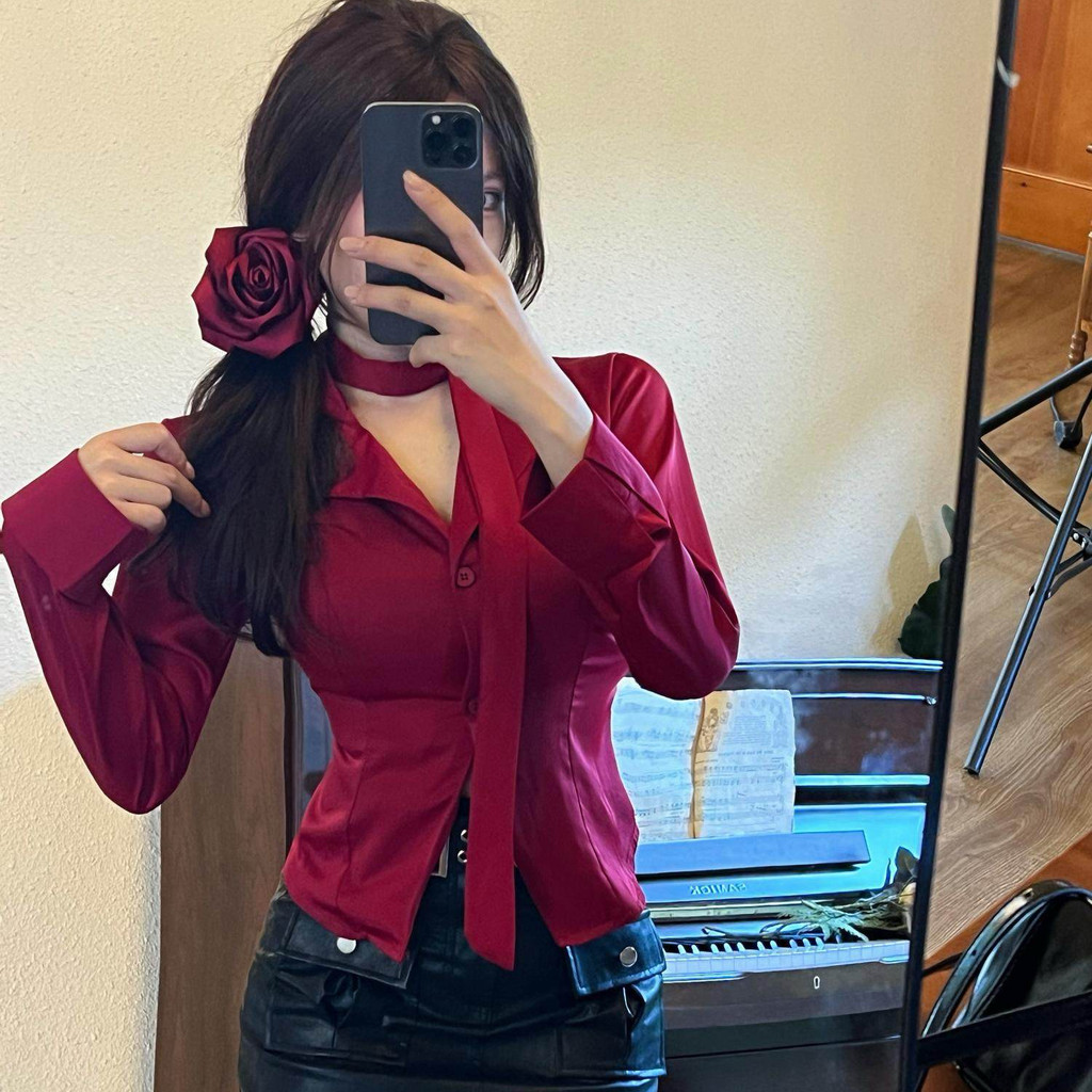 Bh Mùa Xuân Pháp Satin Áo Dài Tay Với streamer Phù Hợp Với Cổ Ngắn ...