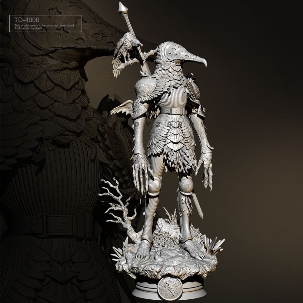 40mm 55mm 80mm ZBBOY Supervision Crow Knight Resin Figurines White Mold ...