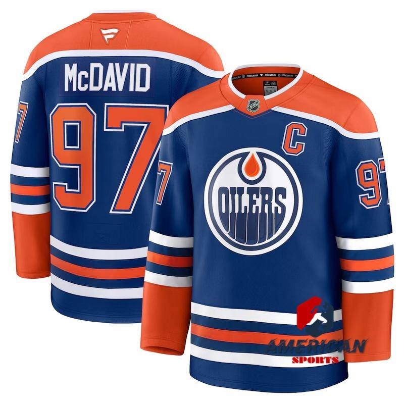 Nam NHL Edmonton Oilers Connor McDavid 2024-25 Áo khúc côn cầu màu xanh ...