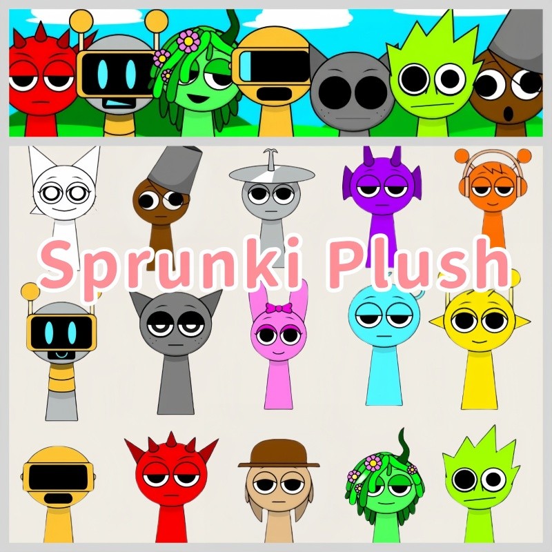 Sprunki Incredibox Đồ Chơi Sang Trọng Sprunki Plushie Búp Bê Sprunki Oren Brud Màu Xám Tuner Vui ...