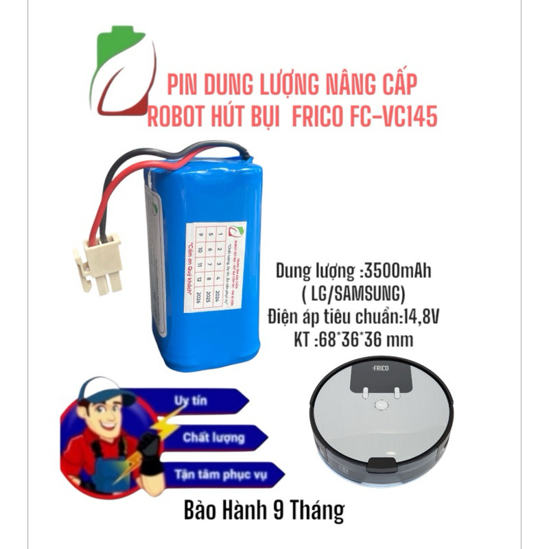 PIN ROBOT HÚT BỤI FRICO FC VC145 ( LINH KIỆN NÂNG CẤP DUNG LƯỢNG 3500mMAH CHUẨN LG/SAMSUNG BẢO ...