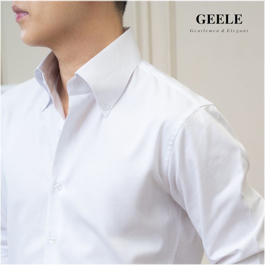 Áo sơ mi trắng cổ Button Down form Regular vải cotton - Geele | Shopee ...