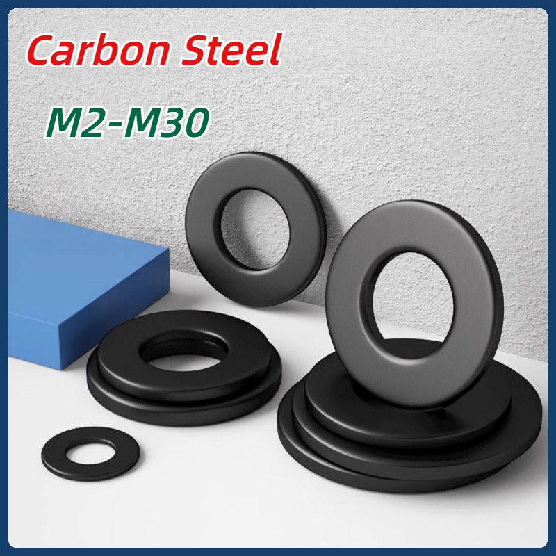 [MX1] Long đen phẳng 8.8 (M2-M30) / Vòng đệm phẳng cấp 8.8 (Đen) M2-M30 Vòng đệm kim loại tròn ...