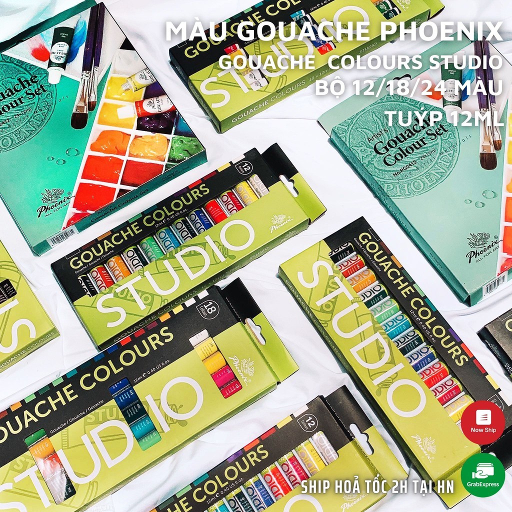 Màu Gouache Phoenix - Gouache Colours studio Bộ 12/18/24 màu - Tuýp ...