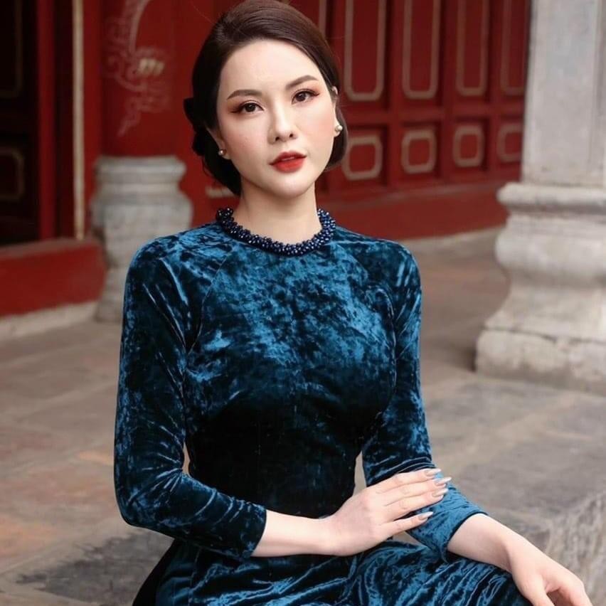 Áo dài nhung nhám có kết hạt quanh cổ Nữ Women Dress | Shopee Việt Nam