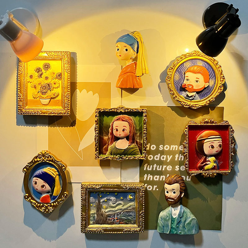 [Cô gái ngọc trai của Van Gogh] Nam châm tủ lạnh nghệ sĩ sáng tạo, nhãn ...