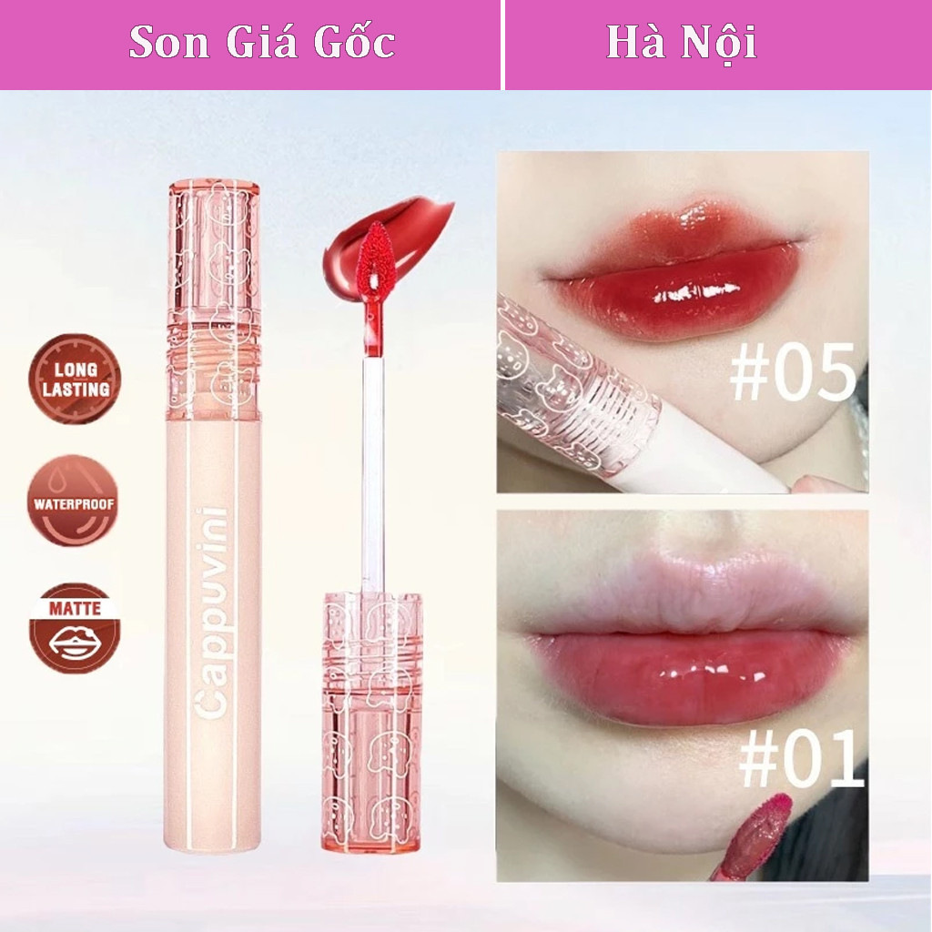 CAPPUVINI Son bóng gấu hồng tone bóng đỏ trầm bóng mịn môi | Shopee ...