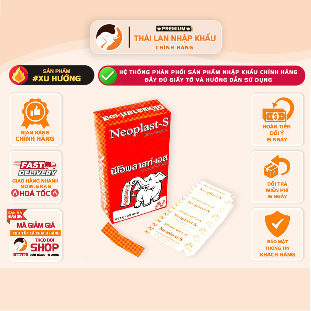 [COMBO 3 HỘP] Băng Keo Cá Nhân Con Voi Neoplast-S Hộp 100 miếng (Dệt ...