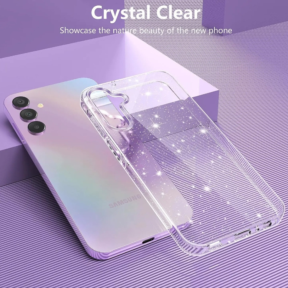 Ốp PC cứng trong suốt lấp lánh cho Samsung Galaxy A56 A36 A26 A16 A06 A55 A35 A25 A15 4G 5G A13 ...