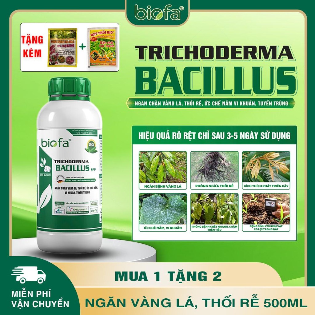 (MUA 1 TẶNG 2) Ngăn Vàng Lá, Thối Rễ Biofa Trichoderma Bacillus (500ml) - Ức Chế Nấm Khuẩn ...