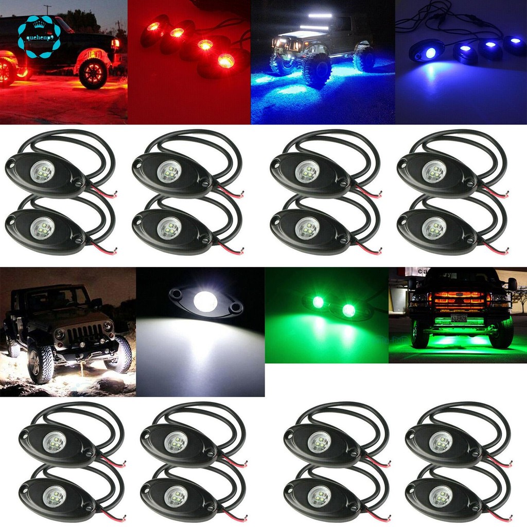 4 Đèn LED Rock 9W cho Jeep Wrangler Off-Road Under Wheel Light Bar Boat ...