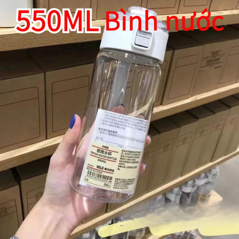 Bình nước Bình Nhựa Đựng Nước Trong Suốt MUJI 550ml Nắp Chống Tràn Tiện Lợi | Shopee Việt Nam