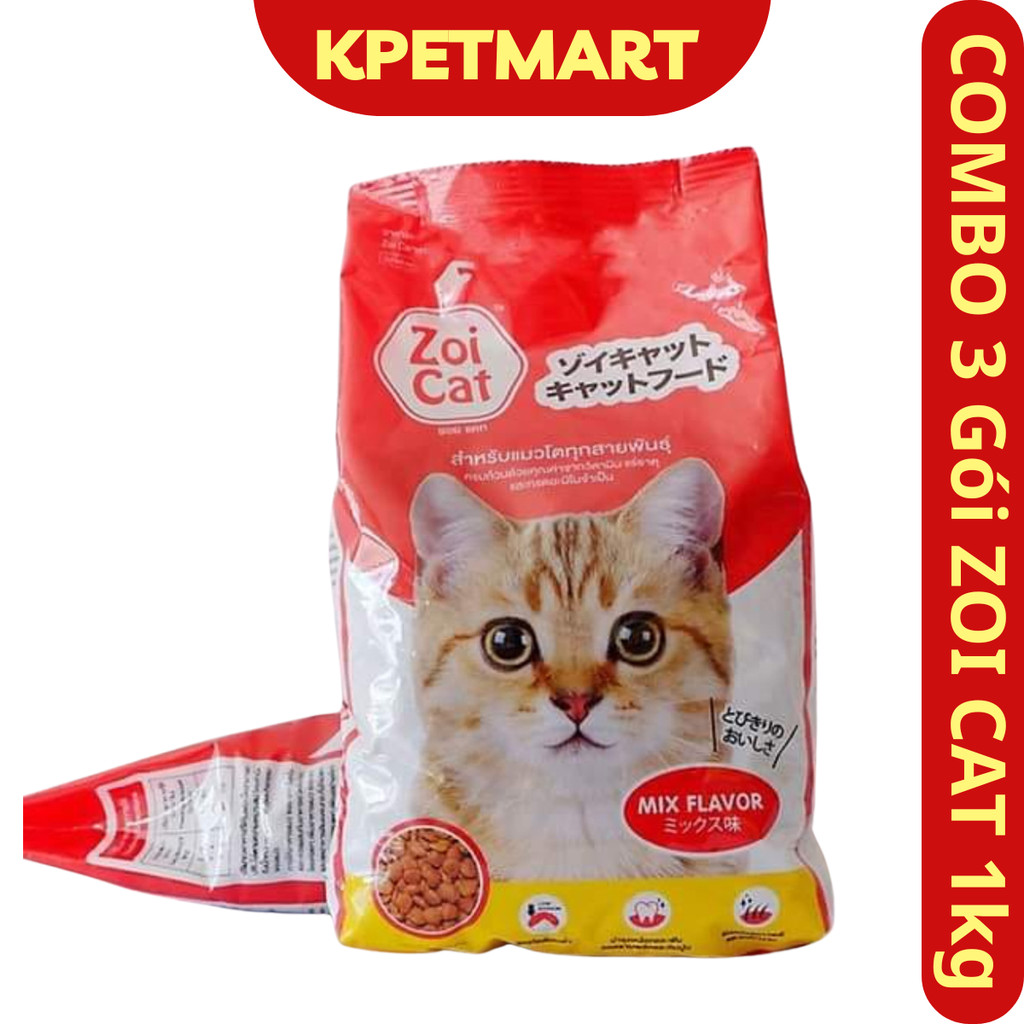 COMBO 3 gói Zoi Cat 1kg - Thức Ăn Hạt Cho Mèo Mọi Độ Tuổi ZOICAT - Hạt Mèo - KPETMART | Shopee ...