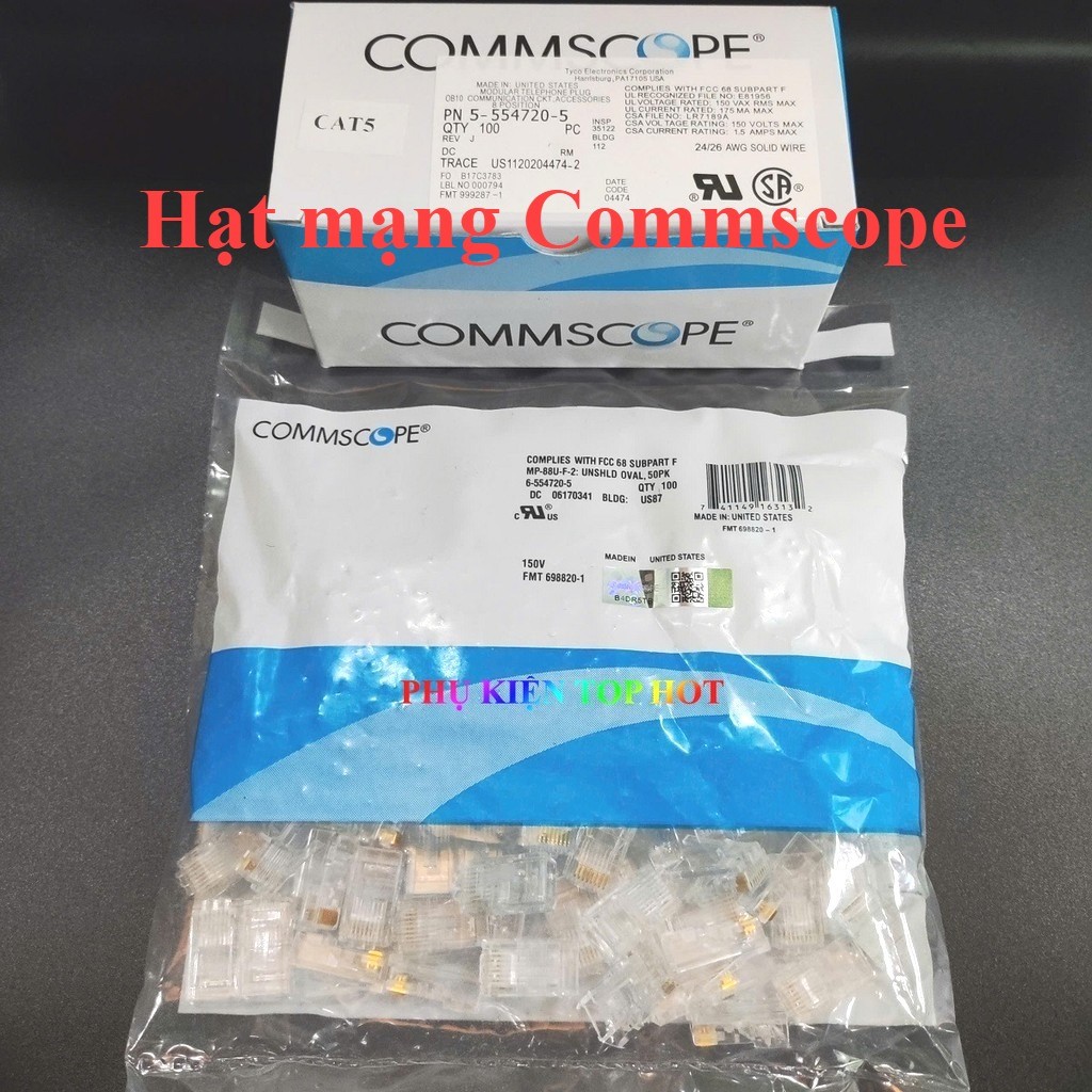Hạt mạng Commscope rj45 AMP CAT5e CAT6 hộp 100 hạt Chính Hãng | Shopee ...