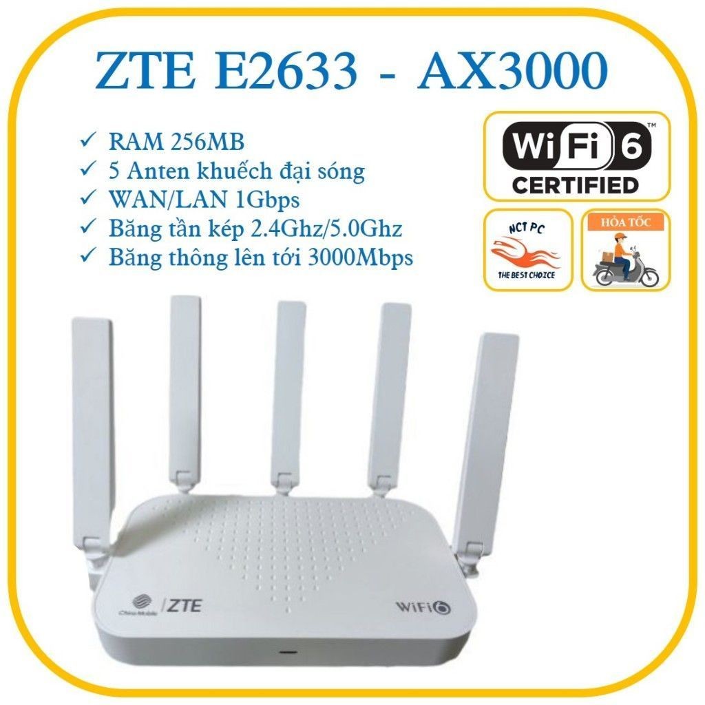 [SIÊU RẺ] Bộ phát router Wifi Mesh Wifi 6 ZTE E2633 E2623 E1630 AX3000 - hàng Chính hãng - Lỗi 1 ...