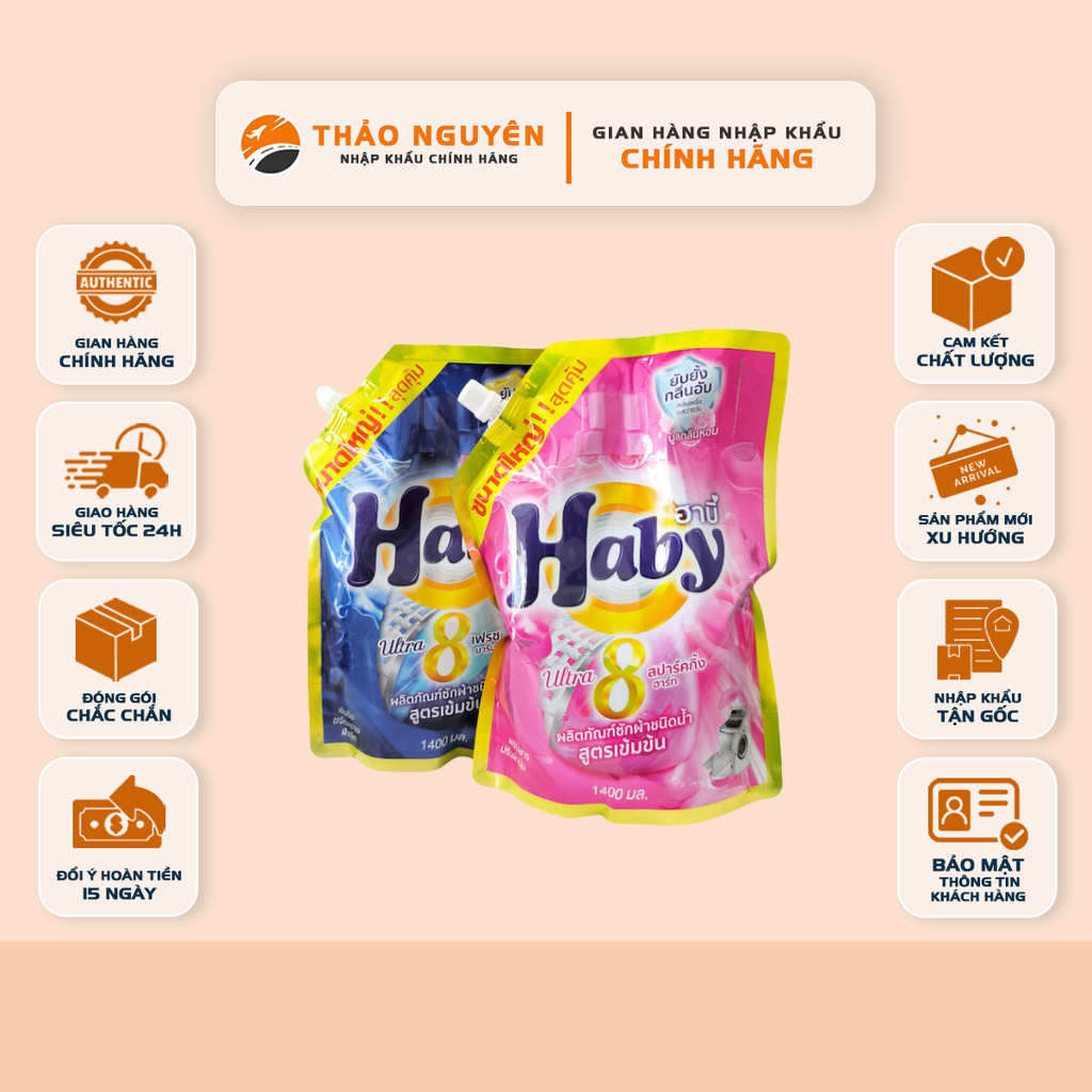 Nước giặt Haby 1400ml Nước giặt Thái Lan Haby lưu giữ hương thơm cả ...