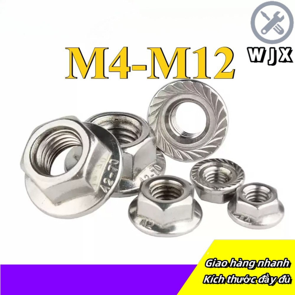 Đai ốc Tán Liền Long Đền Chống Xoay Inox 304 （Chủ đề ngược） ecu inox chống rỉ kèm long đen chống ...