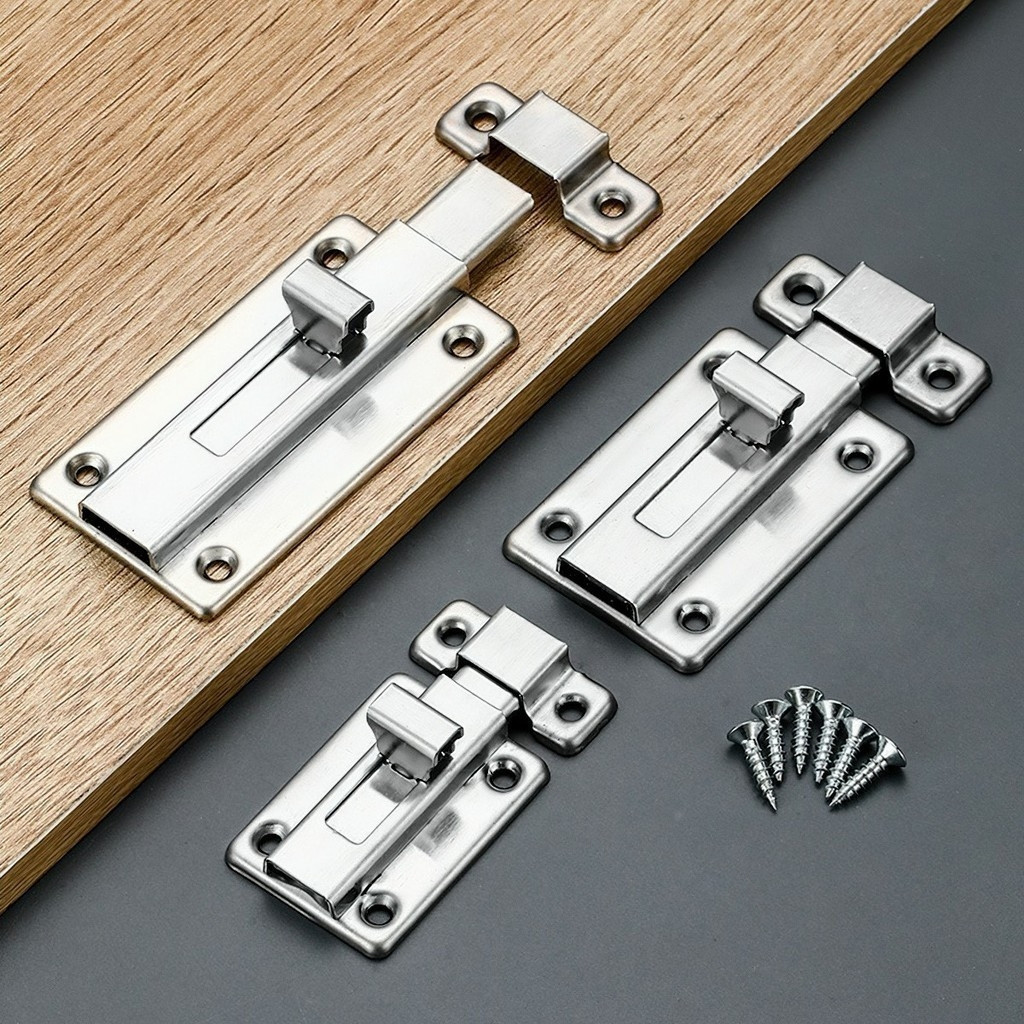 1Chốt Khóa Cửa TRƯỢT K09 - Then Cửa Bằng INOX, full ốc vít, Bản Lề Then ...