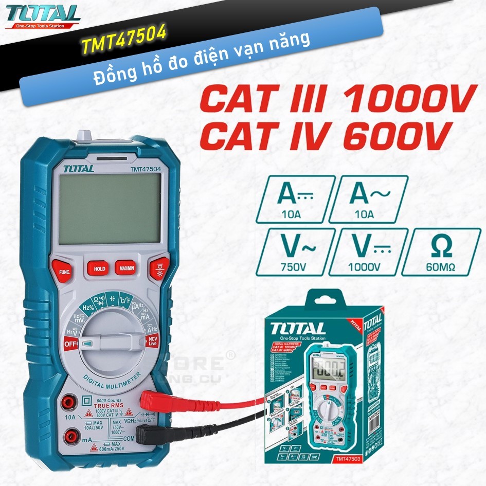Đồng hồ đo điện vạn năng TOTAL TMT47504, đồng hồ vạn năng kĩ thuật số ...