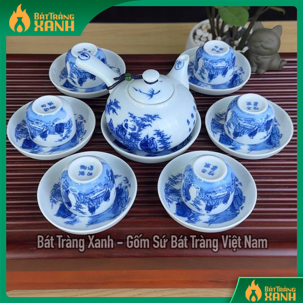 Bộ Ấm Pha Trà Tay Ngang Bát Tràng Vẽ Thất Lâm Trúc Hiền - Dung Tích Ấm ...