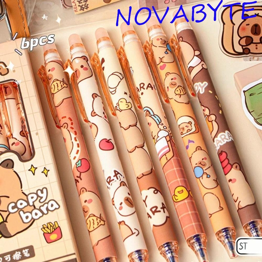 NOVABYTE 6 CÁI Bút xóa được Capybara, Bút viết dễ thương Kawaii mực ...