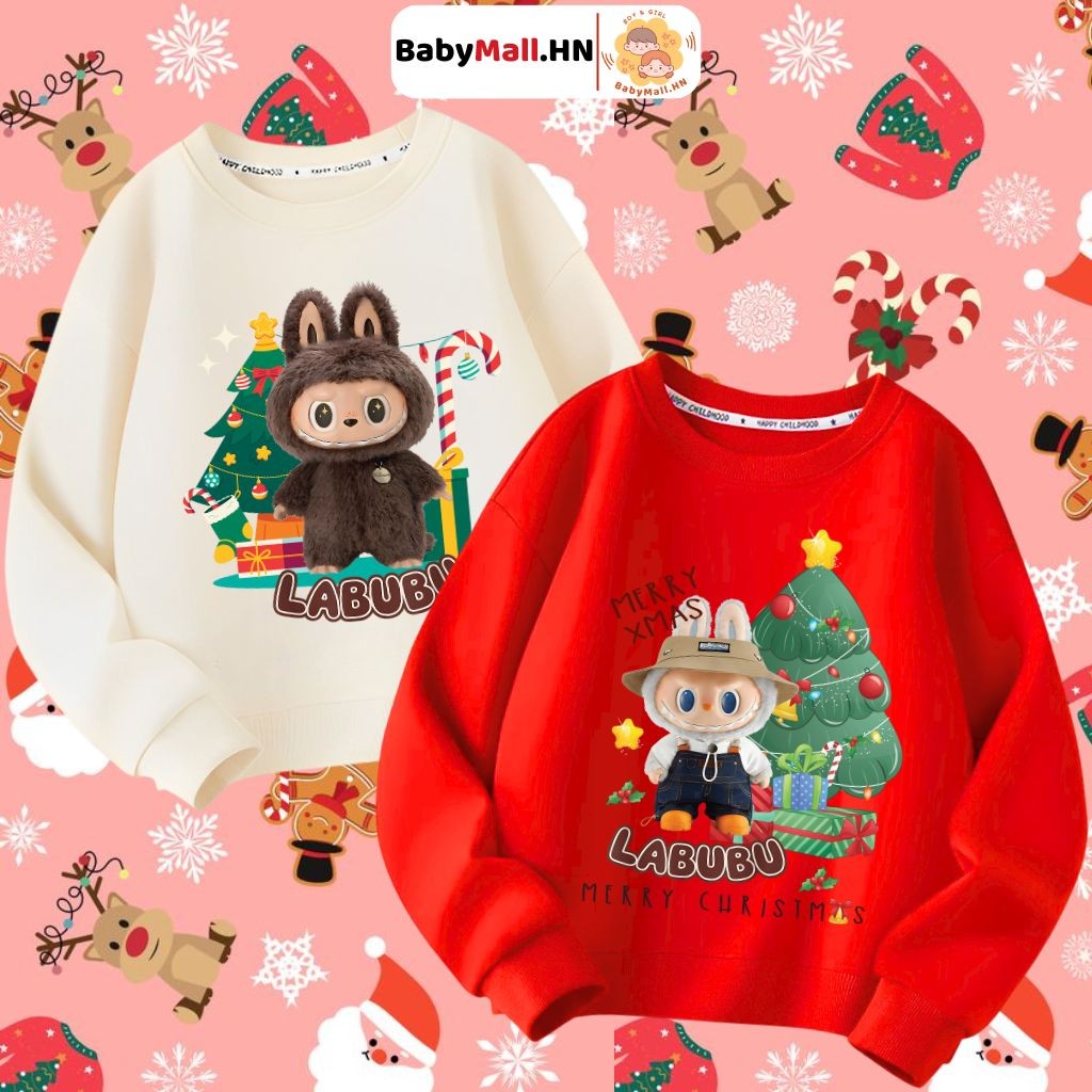 Áo nỉ Labubu Noel cho bé Merry Christmas 2024 BABYMALL, áo sweater bé ...