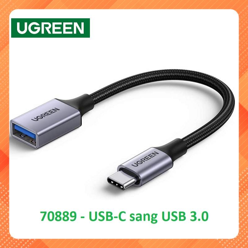 Cáp OTG USB Type-C to USB 3.0 Ugreen 70889 cao cấp (vỏ nhôm, bọc dù ...