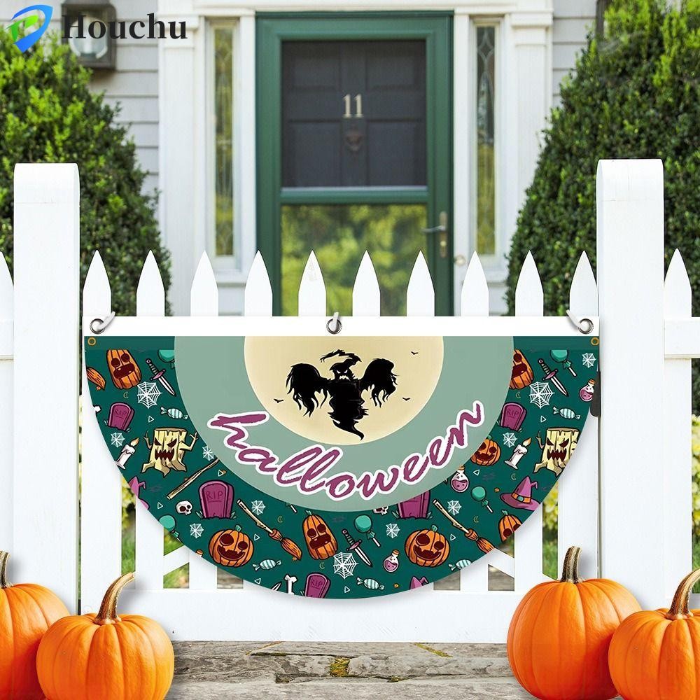 Houchu Halloween Fan Flag 45 * 90cm Half Circle Fan Cờ Ngoài Trời ...