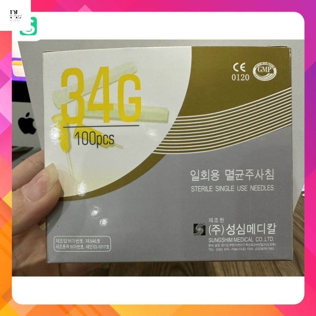 Hộp 100 Cây Kim SungShim Tiêm Meso 30G/32G/34G - 4mm tiêm căng bóng cá hồi PRP Hàn Quốc Chính ...
