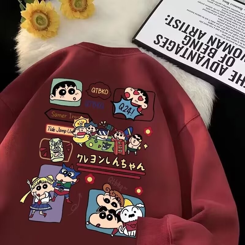 [Áo len cặp đôi cỡ lớn M-8XL] 2025 bút chì hoạt hình cổ điển mới của Mỹ Shin chan Áo len cổ tròn ...