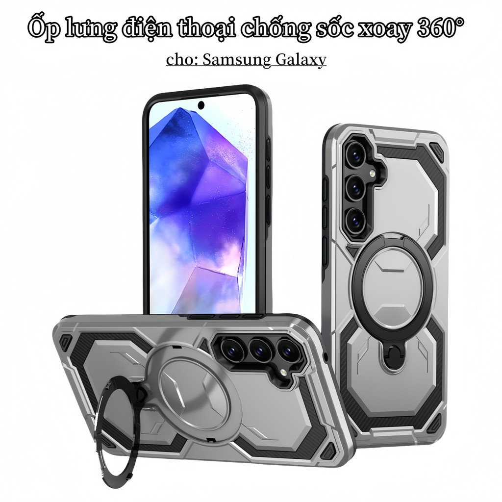 XỐp điện thoại hình giáp chống sốc có đế xoay cho Samsung Galaxy A56 A55 A36 A16 A26 A35 S23 S24 ...