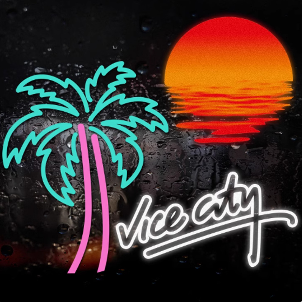 Gtas Vice City Sticker Sunset Neon Light Coconut Tree Vinyl Car Truck ...