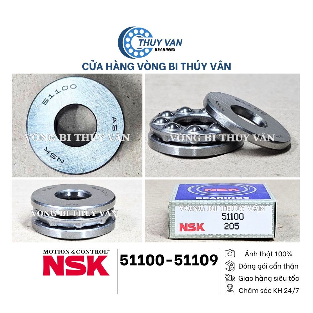 Vòng bi bạc đạn chà, tỳ, đẩy, chặn trục hạt tròn 51100 51101 51102 ...