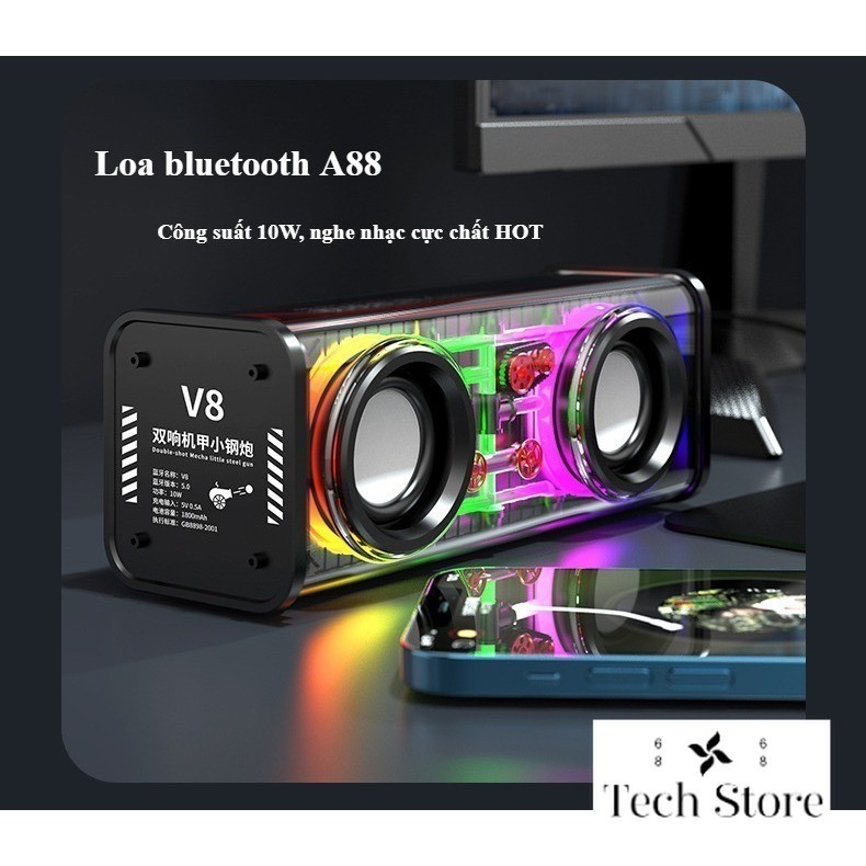 Loa Bluetooth Mini A88 - Âm Bass Mạnh, Đèn LED Nháy Theo Nhạc, Công ...
