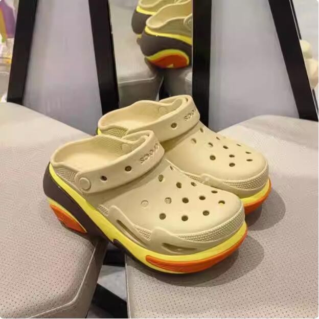 Mùa Hè Phong Cách Mới Crocs Shell Puff Hole Giày Tăng Chiều Cao Bố Giày ...