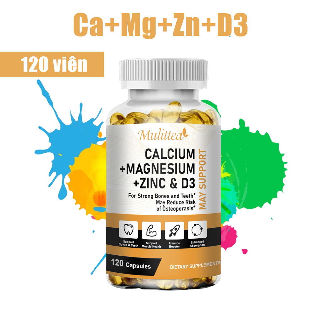 Viên nang MULITTEA Canxi Magiê và Kẽm với Vitamin D3 giúp củng cố xương ...