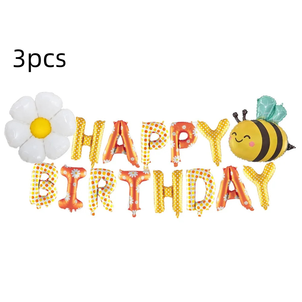 3 Con Ong Hoa Cúc Nhôm Phim Bóng Bộ Chúc Mừng Sinh Nhật Chữ Vòng Hoa ...