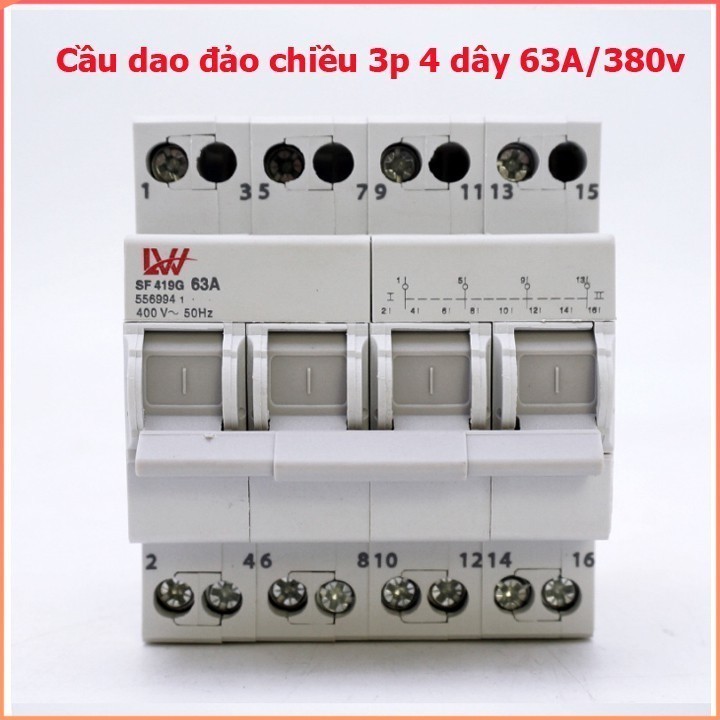 Cầu dao đảo chiều dạng aptomat 3 pha 380V 63A LW, át đảo chiều, át chuyển đổi 2 nguồn điện ...