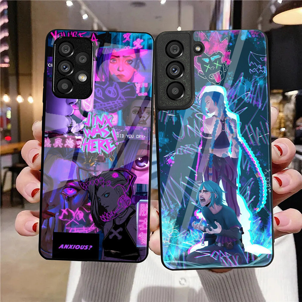 Ốp Điện Thoại Kính Cường Lực Arcane Jinx 02 Cho Samsung Galaxy A10 A14 A16 A25 A35 A22 4G A32 ...