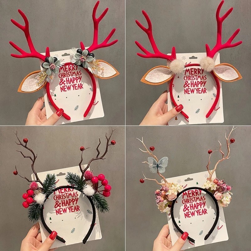 Băng đô cài tóc giáng sinh noel sừng tuần lộc sừng nai sừng hươu iLita bờm tóc noen christmas dễ ...