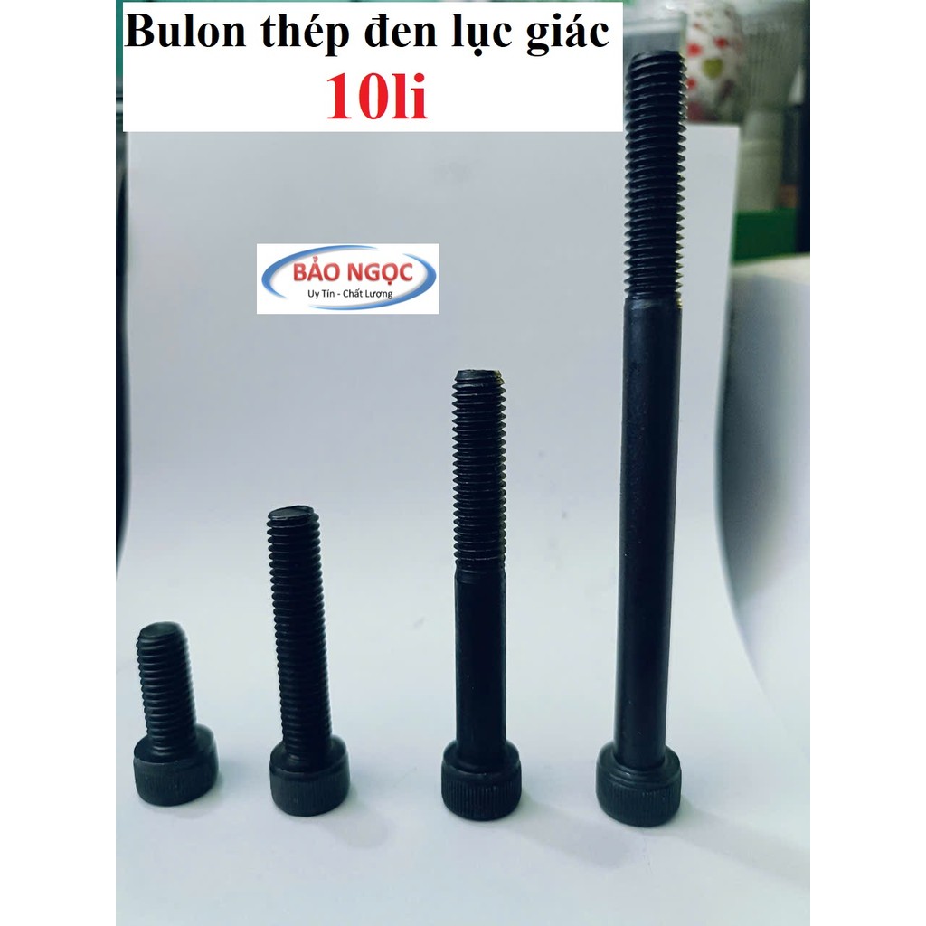 Bulon Lục giác thép đen Bu Lông M10 Ren 10li dài đủ size | Shopee Việt Nam