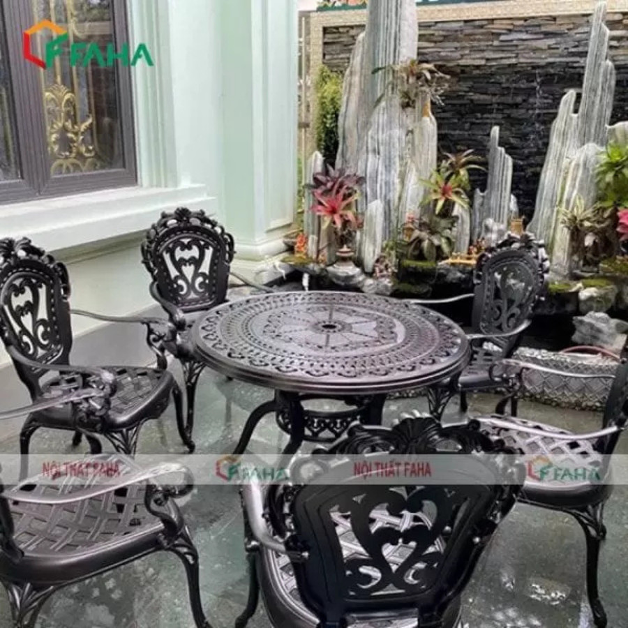 Bàn Ghế Nhôm Đúc Ngoài Trời Hoa Cúc Bàn Tròn D150 ND18--Nội Thất Faha - Bảo Hành 1 Năm | Shopee ...