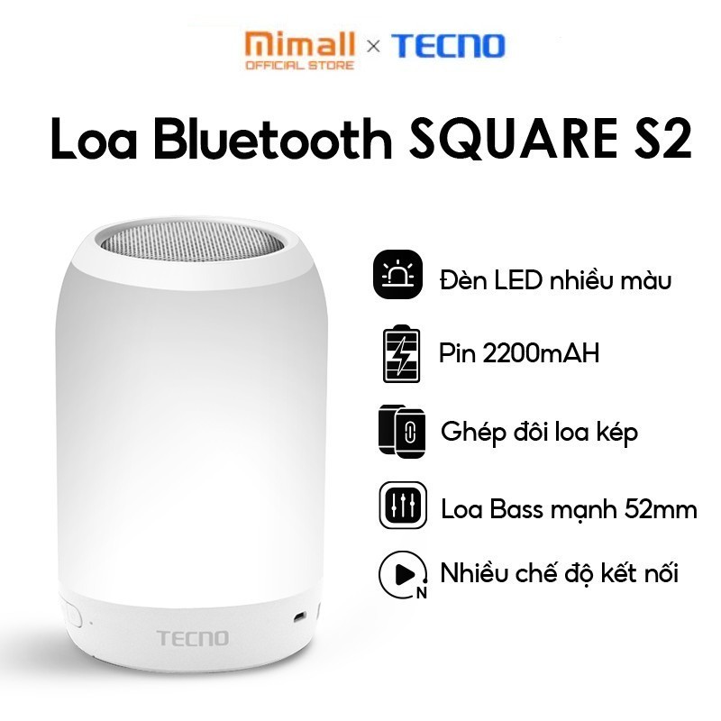 [Quà] Loa Bluetooth Tecno Square S2 | Bass Mạnh 52mm | Pin 2220 mAh ...