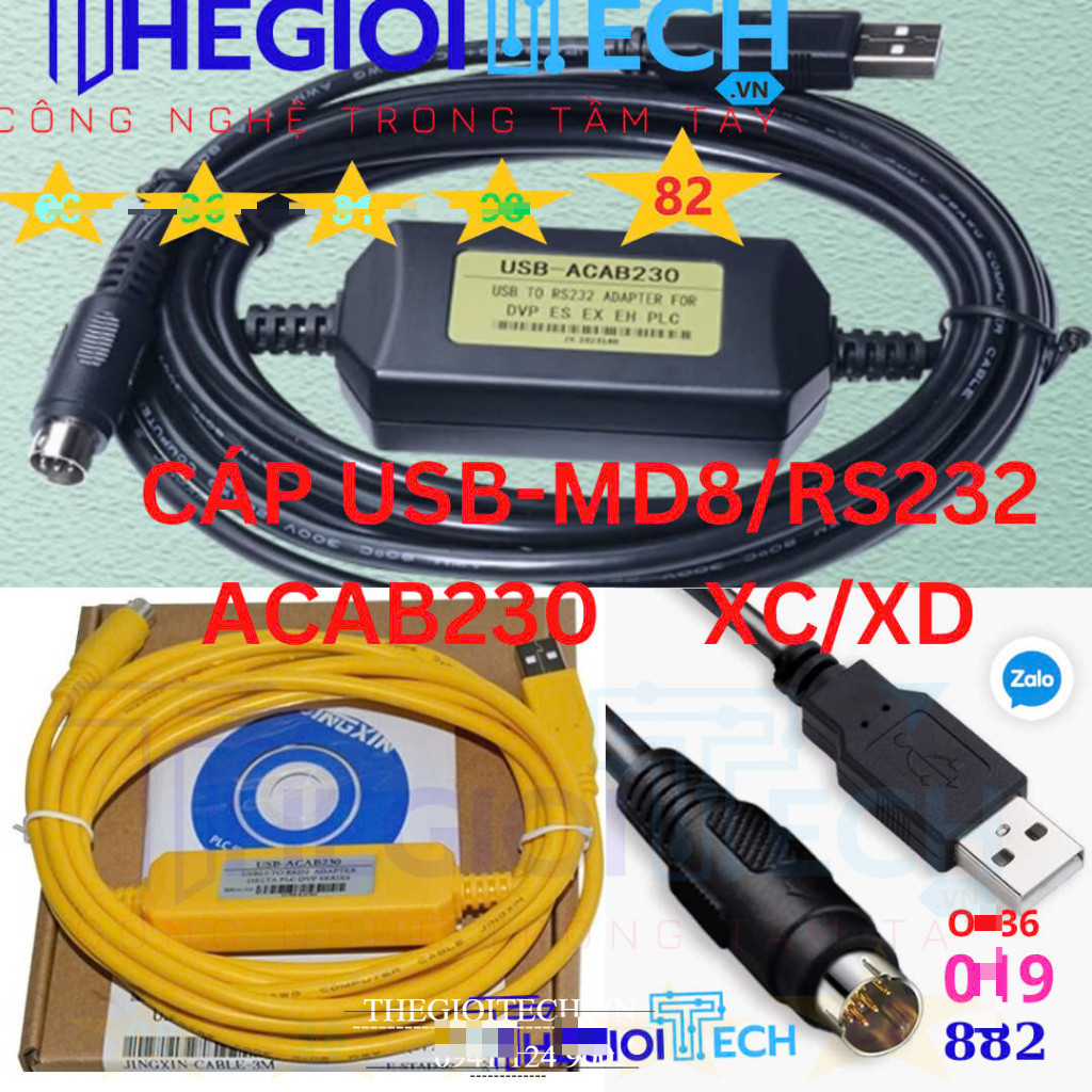 Cáp Lập Trình PLC Delta USB DVP 232 USB-ACAB230 USBACAB230 RS232 ...