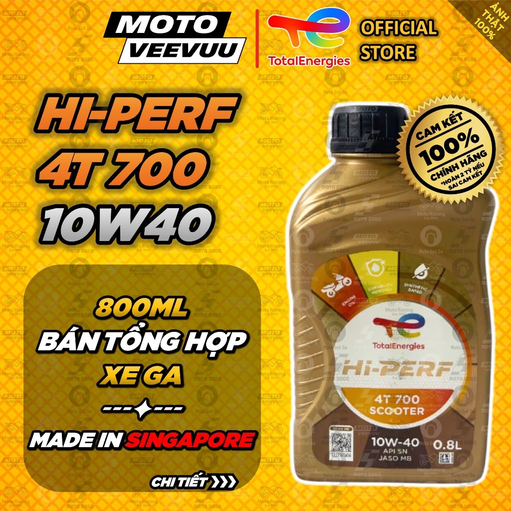 [MTVV] Dầu Nhớt Xe Tay Ga TOTAL HI PERF 4T 700 SCOOTER 10W40 - 800ML | Shopee Việt Nam