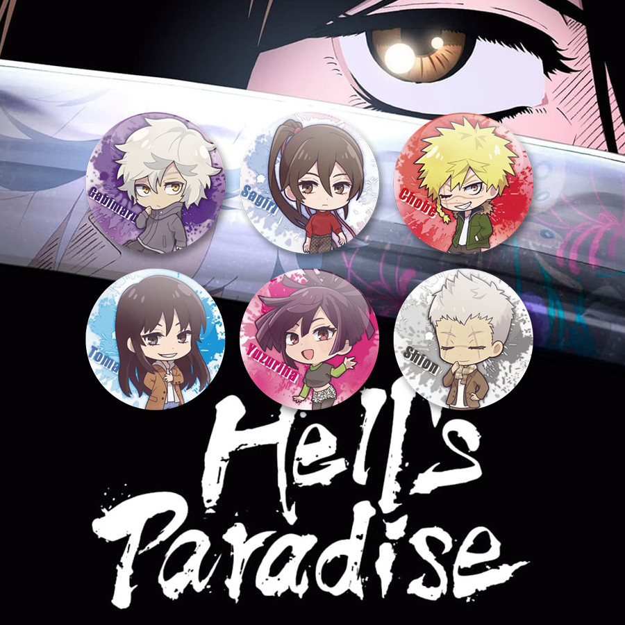 PIN ] Hell's Paradise Anime Button Pins / Badge - Size To 58mm - Ghim ...