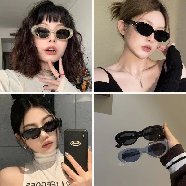 Kính Mát Thời Trang Hàn Quốc Hình Bầu Dục Retro Hip-Hop Kính Mèo Unisex ...