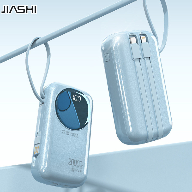 JIASHI Sạc nhanh 66W có cáp tích hợp 20000 mAh dung lượng lớn nhỏ gọn di động 3C mô hình riêng ...